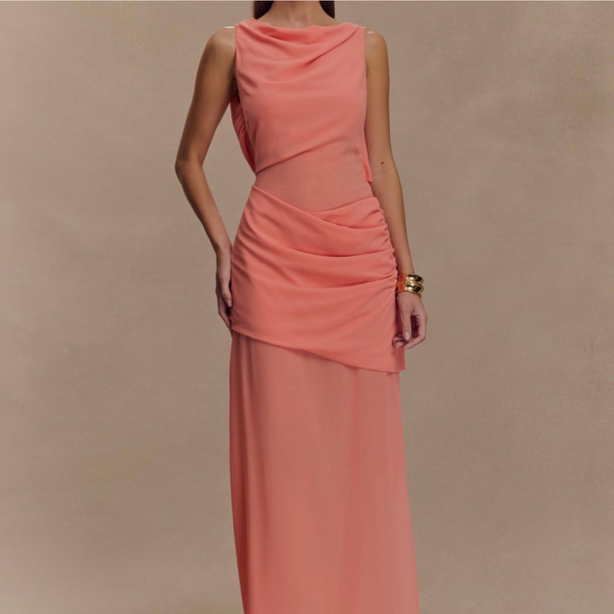 Meshki Daria Draped Chiffon Maxi Dress – Henry Ellis